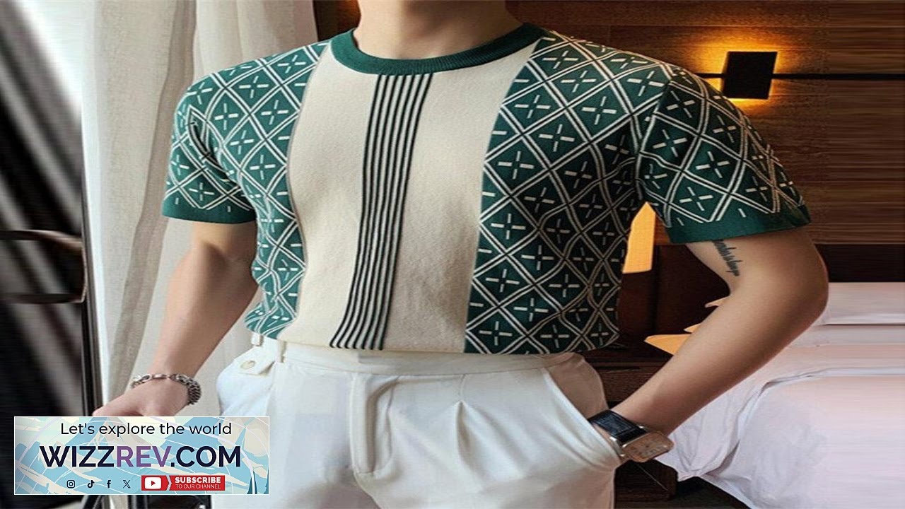 INCERUN Mens Print Crew Neck Short Sleeve T-shirt Comfortable Business ...