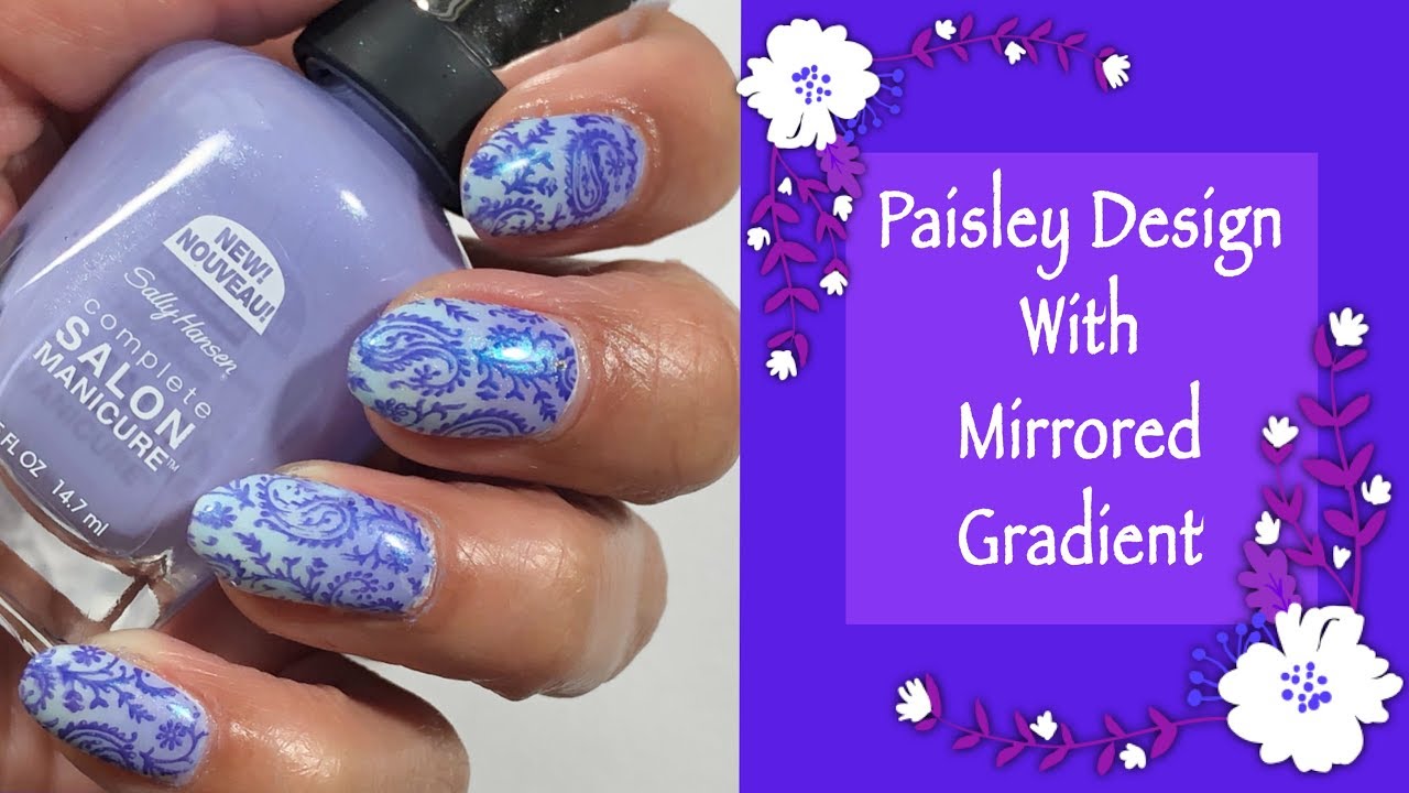 Paisley with Mirrored Gradient Nail Art || Harunouta - YouTube