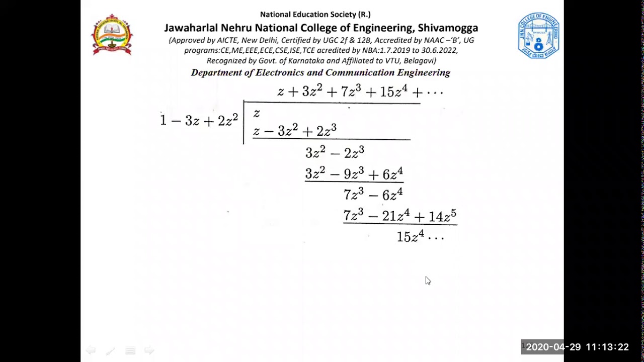 Long Division Method; Finding System function and Impulse Response ...