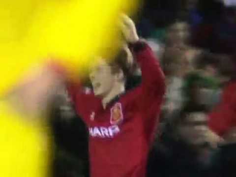 David Beckham first goal for Manchester United - YouTube