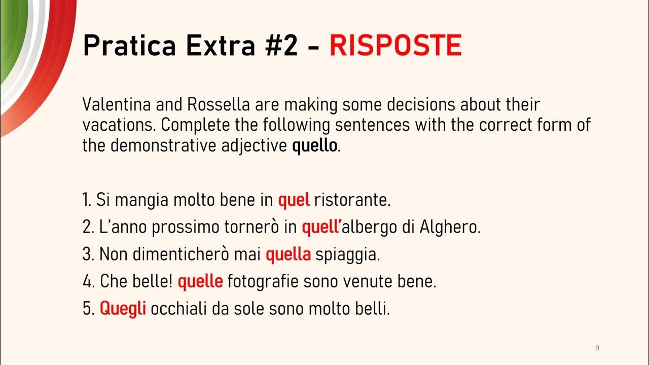 Aggettivi e Pronomi Dimostrativi - Demonstrative Adjectives and ...