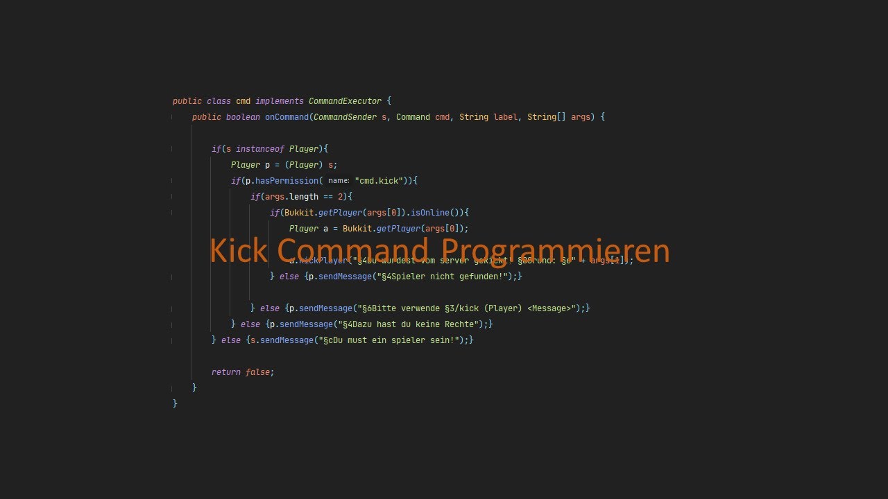 Kick Command Programmieren || Spigot 1.8 - YouTube