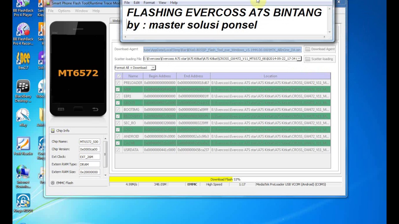 flashing evercoss A7S bintang - YouTube