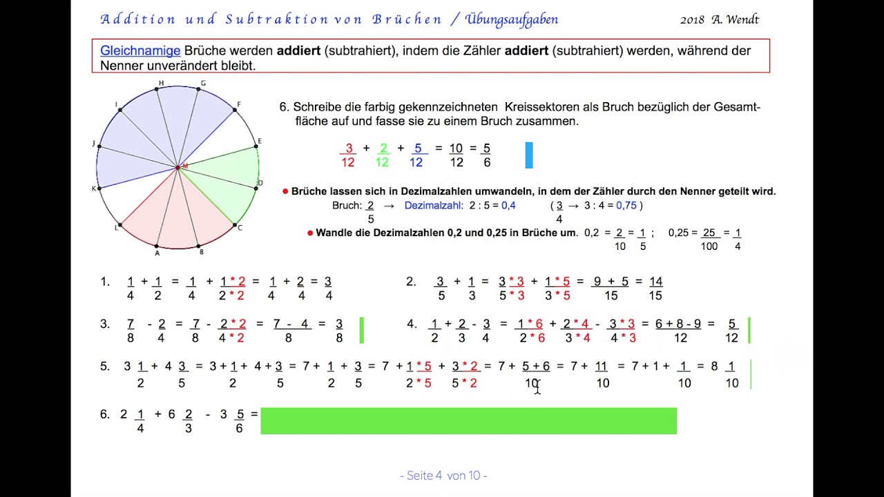 Bruchrechnung 1. Teil - YouTube