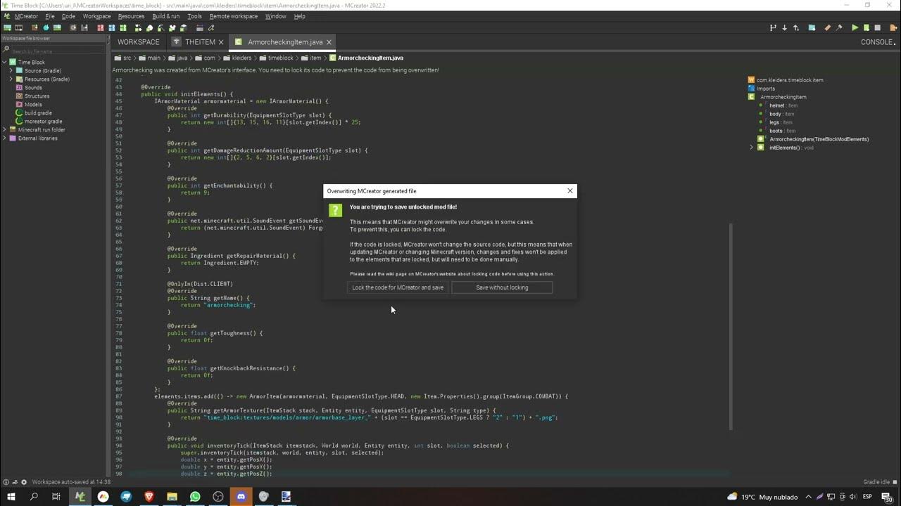 Using "Item on inventory tick" and other items procedures inside Armor Items in MCreator (1.16-1 ...
