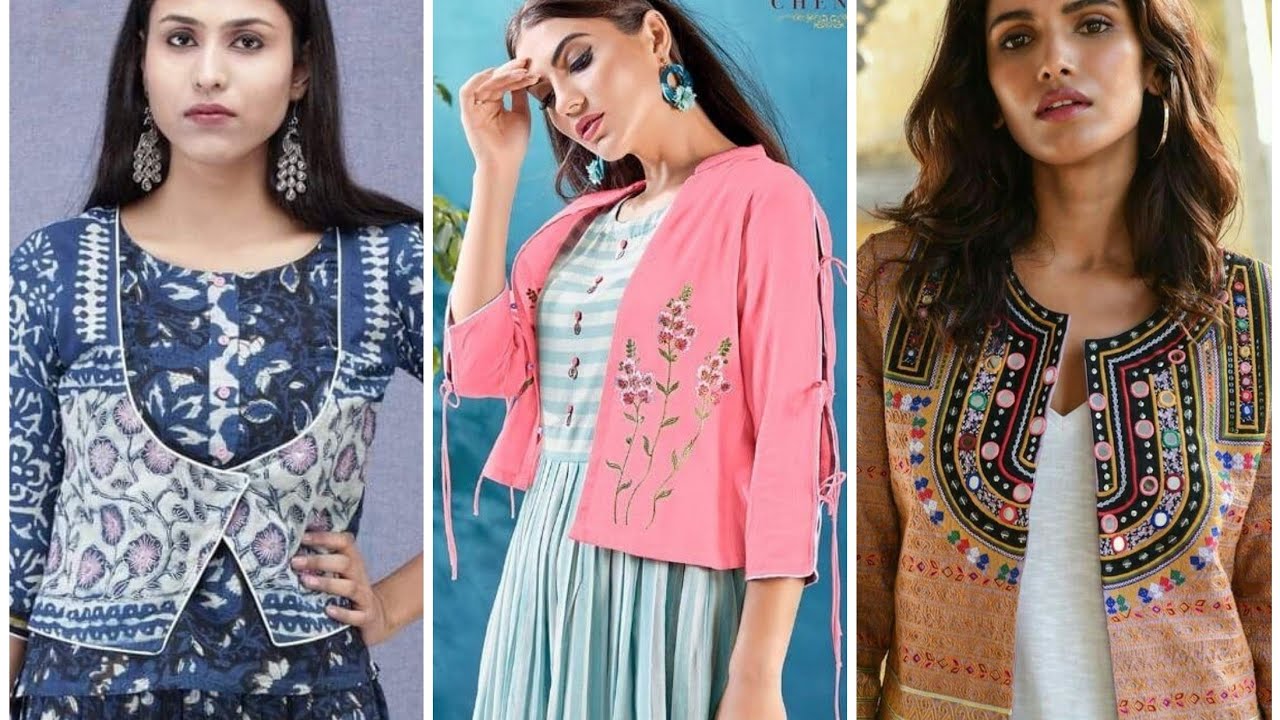 Pretty jacket designs for Kurtis || short koti kurti designs and ...