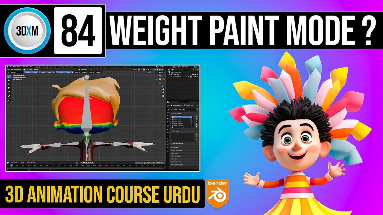 How to do Weight painting in blender | Class 84 of 3D Animation Course ...