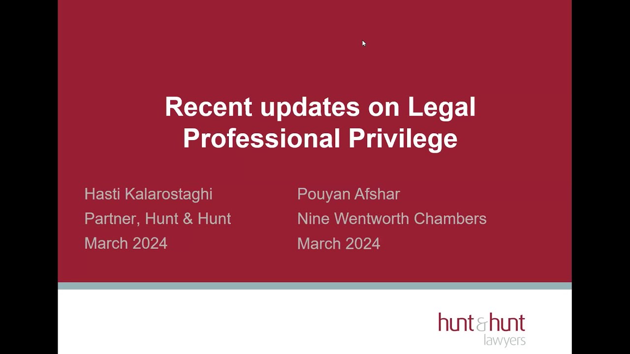 Legal Professional Privilege Recent Updates - YouTube