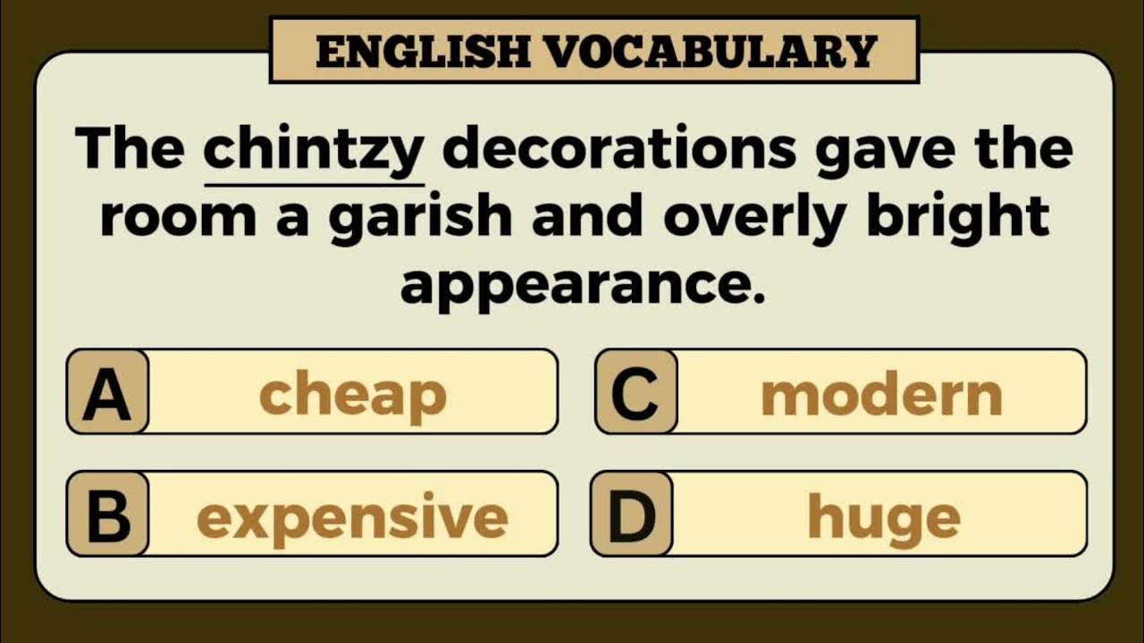 ENGLISH VOCABULARY||CHOOSE THE SYNONYM OF THE UNDERLINED WORD (Quiz No ...