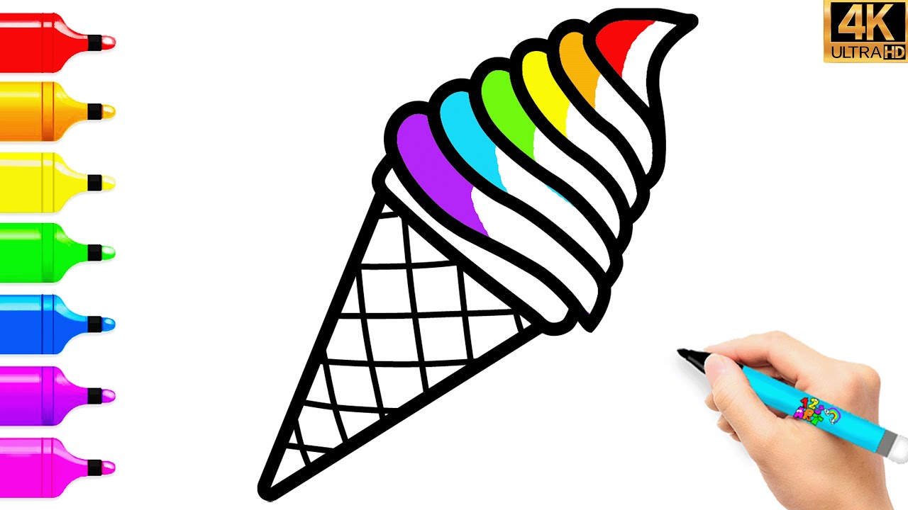 DONDURMA RESMİ ÇİZİMİ 🍦 DONDURMA NASIL ÇİZİLİR KOLAY 😍 RESİM ÇİZME 🌈 ...