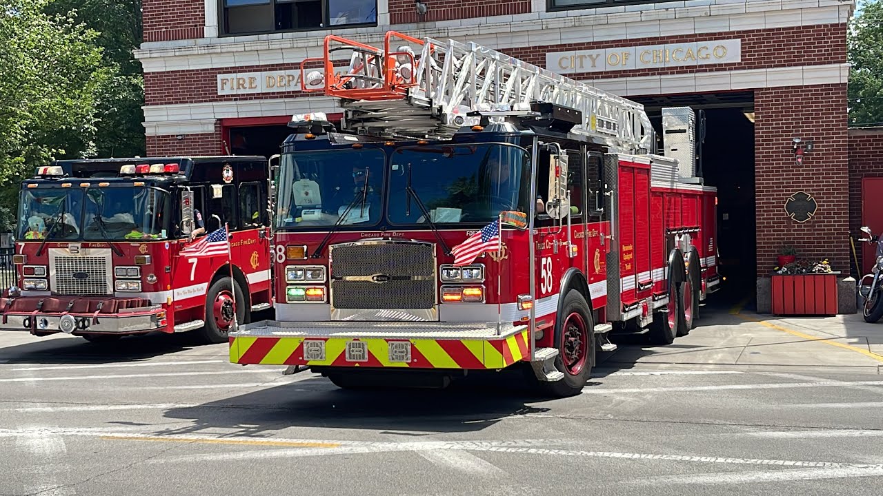 Chicago Fire Dept Truck 58 Responding and Engine 7 Returning - YouTube