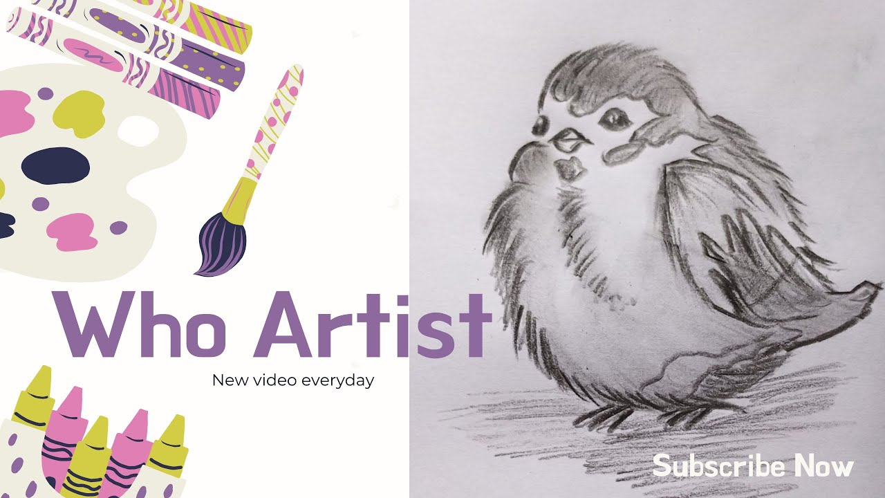 how to draw a little bird. Cute bird drawing easy. - YouTube