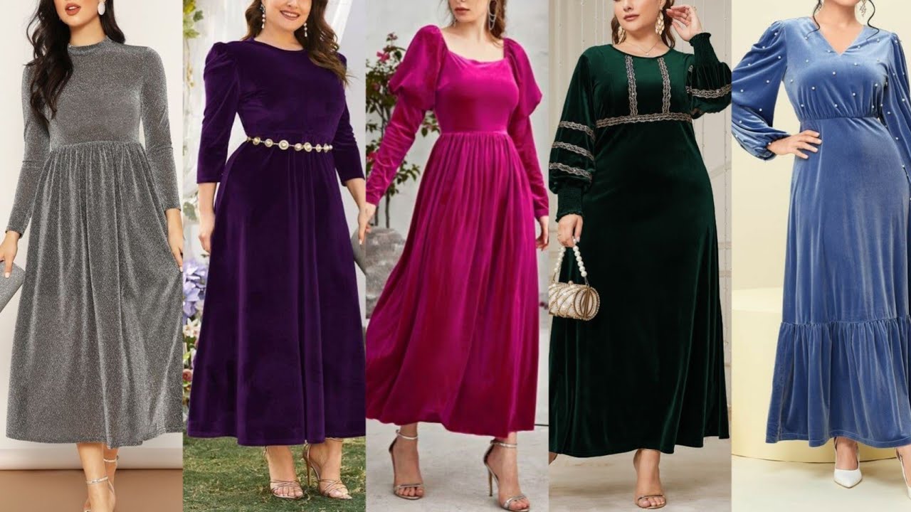 Velvet frock design ideas 2024 | velvet kurti design for winter | Party ...