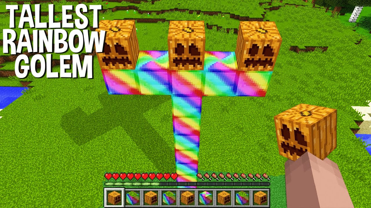 WHAT HAPPENS if SPAWN BIGGEST and TALLEST RAINBOW GOLEM in Minecraft ...