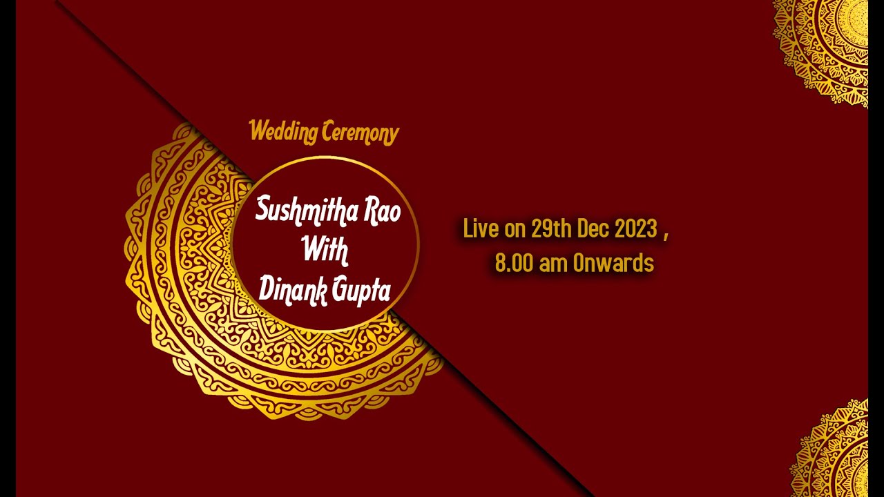 Live Streaming | Wedding | Sushmitha Rao with Dinank Gupta - YouTube
