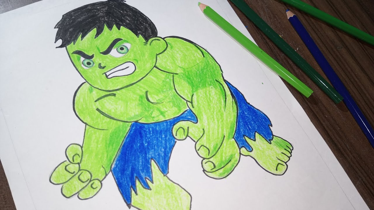 How To Draw Hulk | Hulk Cartoon Drawing | Colour Pencil Painting ...