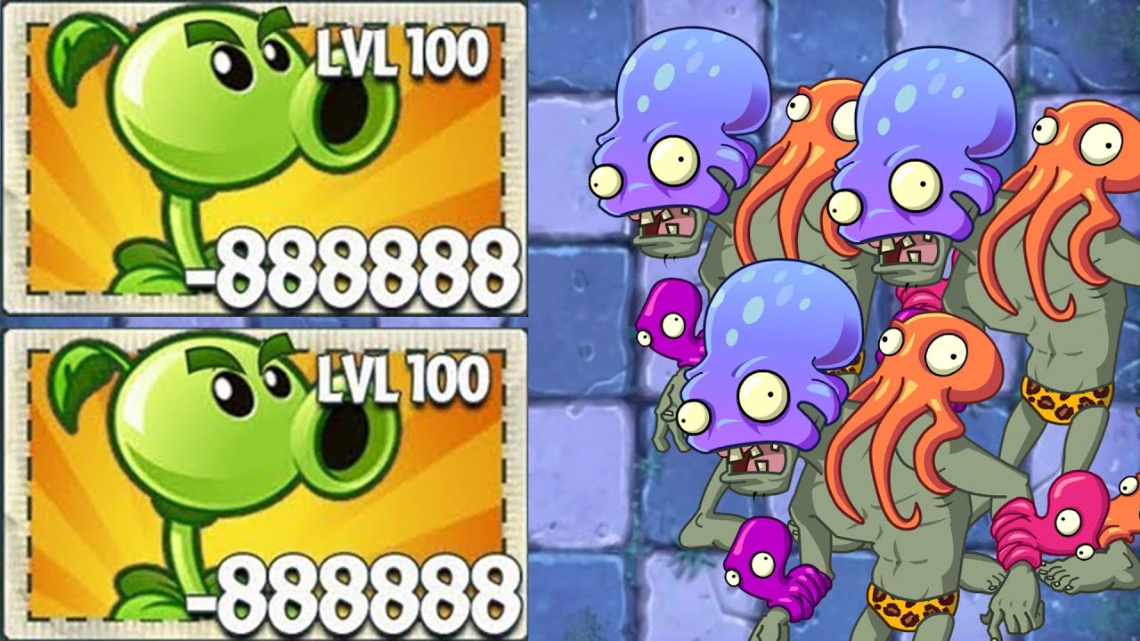 PvZ 2 Custom , 2 columns of each plant with 1 5 PF vs 5 columns of Octo ...