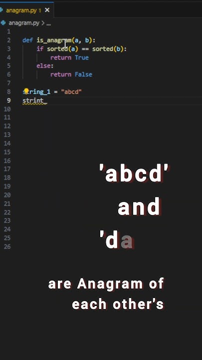 Anagram String Check Python Program Coding Status Python Interview India Shorts