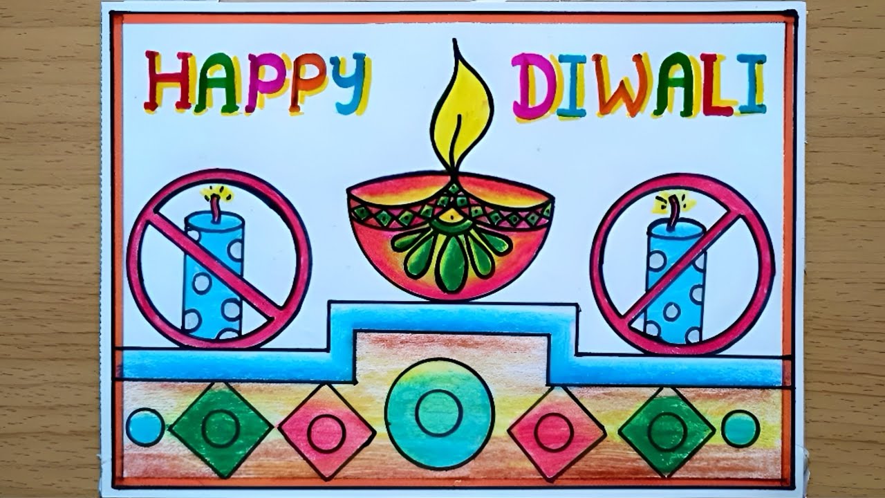 Diwali Drawing | Say No to Crackers Poster Drawing Ideas | How to Draw ...