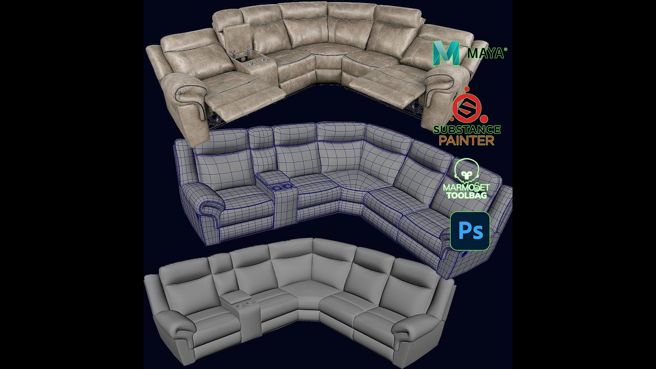 How to Model Old Leather Sofa Final / 3D Modeling / Easy Modeling ...