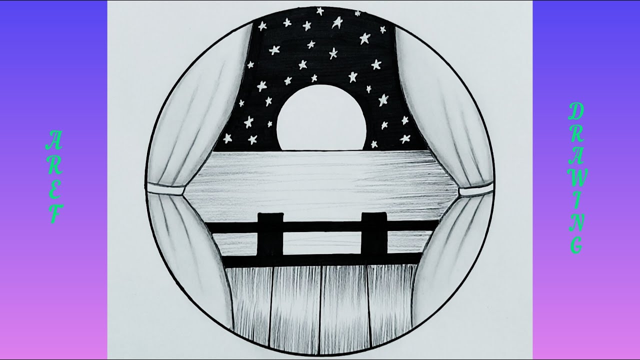 pencil drawing in circle |Beautiful Scenery Circle Drawing | How to ...