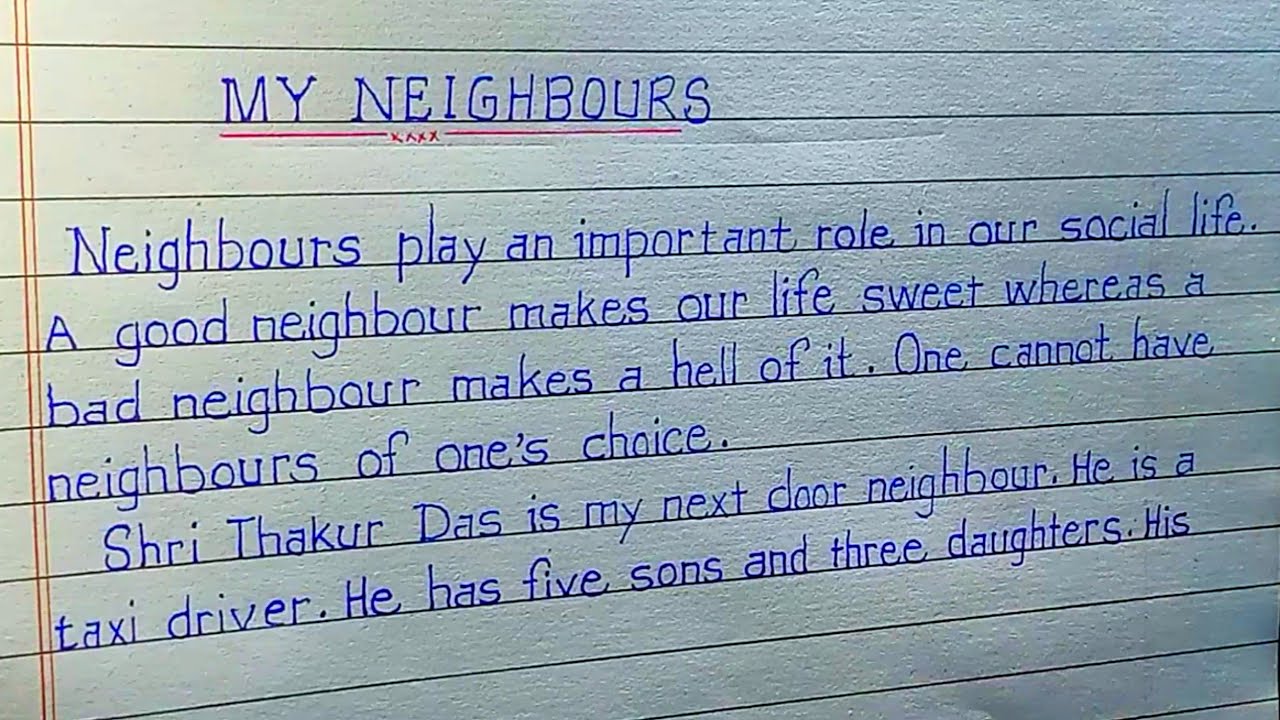 My Neighbours Essay in English || Paragraph || handwriting practice ...