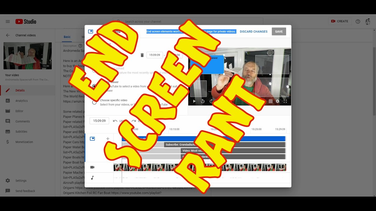 YouTube Studio End Screen Rant - YouTube