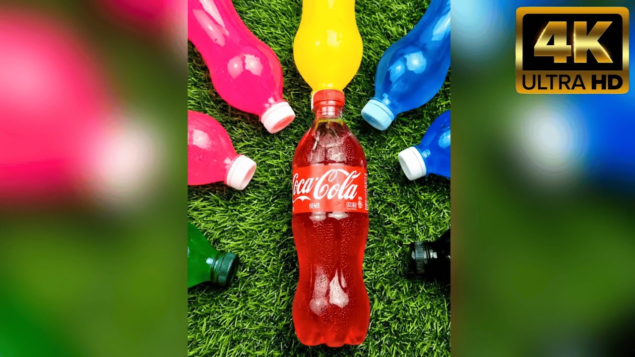 Satisfying video Asmr / amazing red , blue ,black, yellow coke opening ...