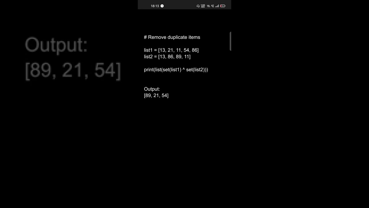Python L Remove Duplicate Items From List YouTube Python L Remove Duplicate Items From List YouTube