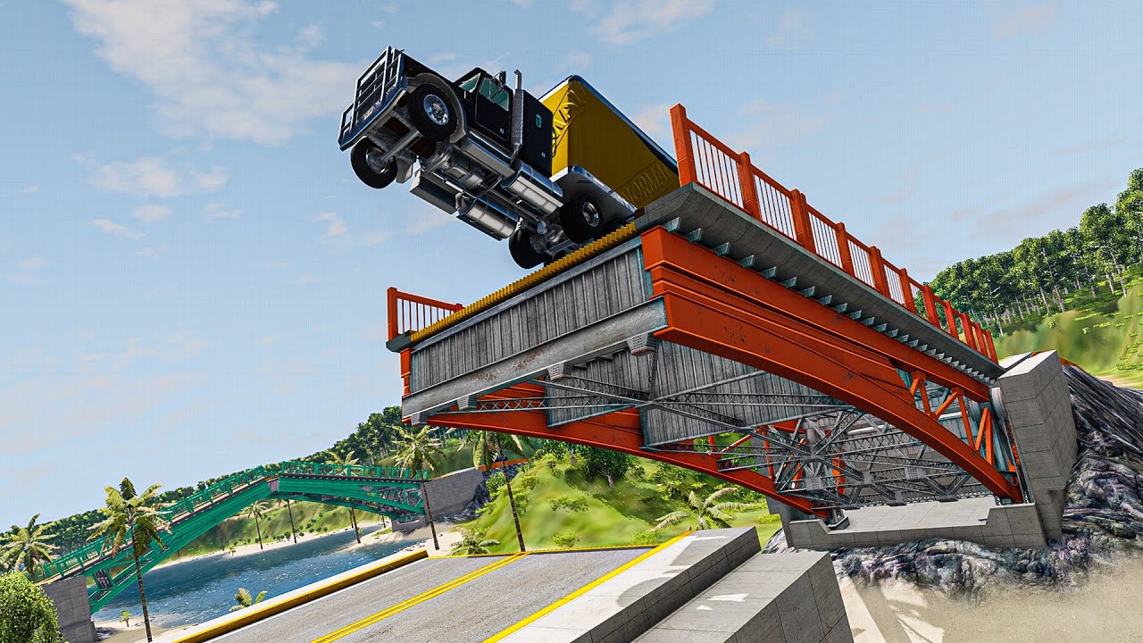 TRUCKS VS High Jump Ramp BeamNG Drive - YouTube