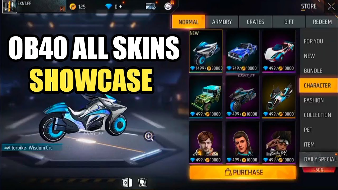 OB40 All Vehicle Skins Preview Garena Free Fire 🔥 - YouTube