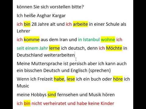 German Grammar A1 introducing yourself, sich vorstellen, معرفی خود ...