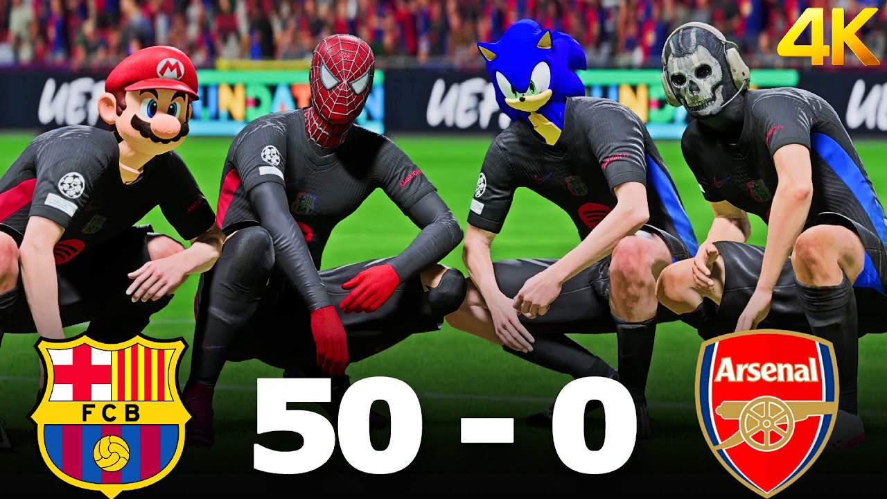 RONALDO, MESSI, MBAPPE, NEYMAR, SPIDER MAN ALL STARS | BARCELONA 50 - 0 ...