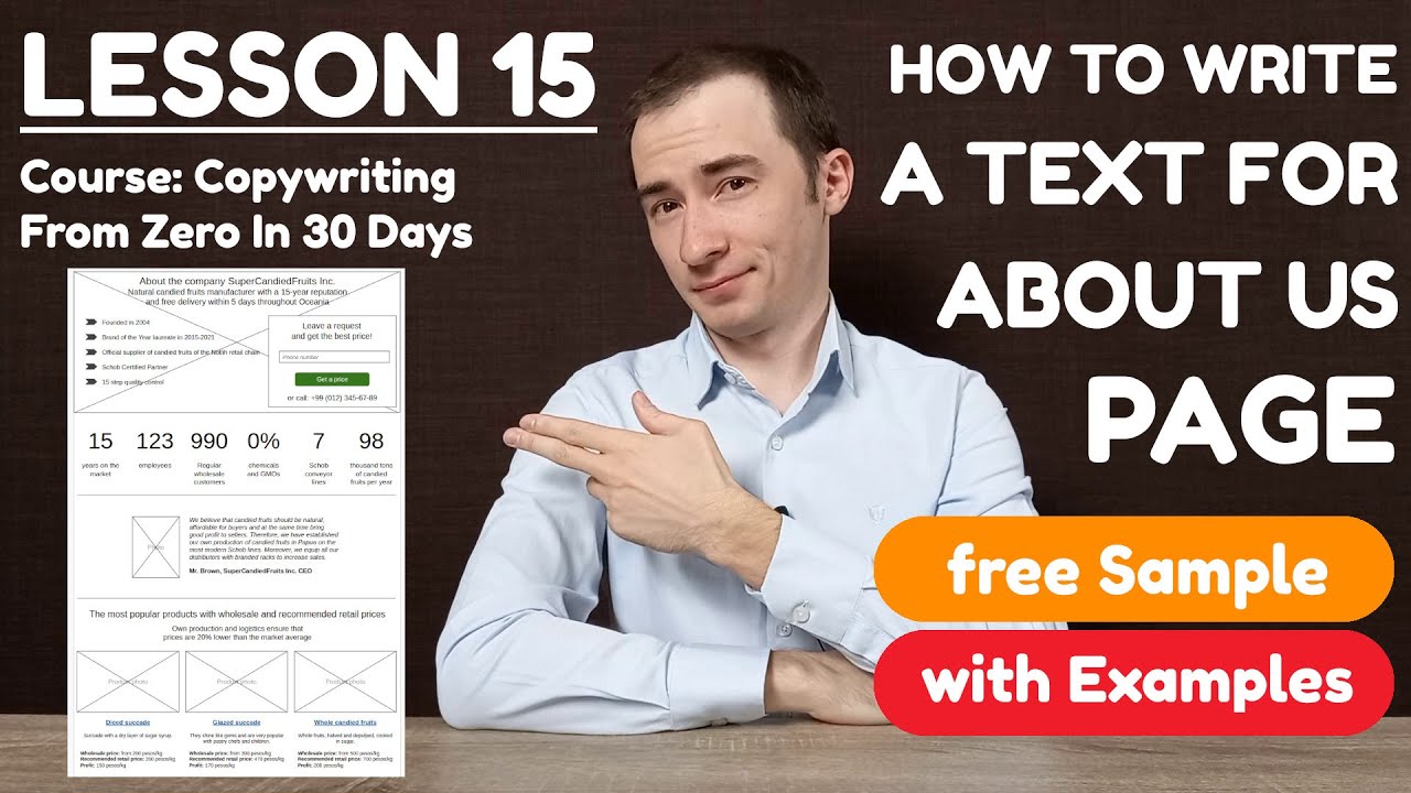 Lesson 15. How to write a text for About us page | Course: Copywriting ...