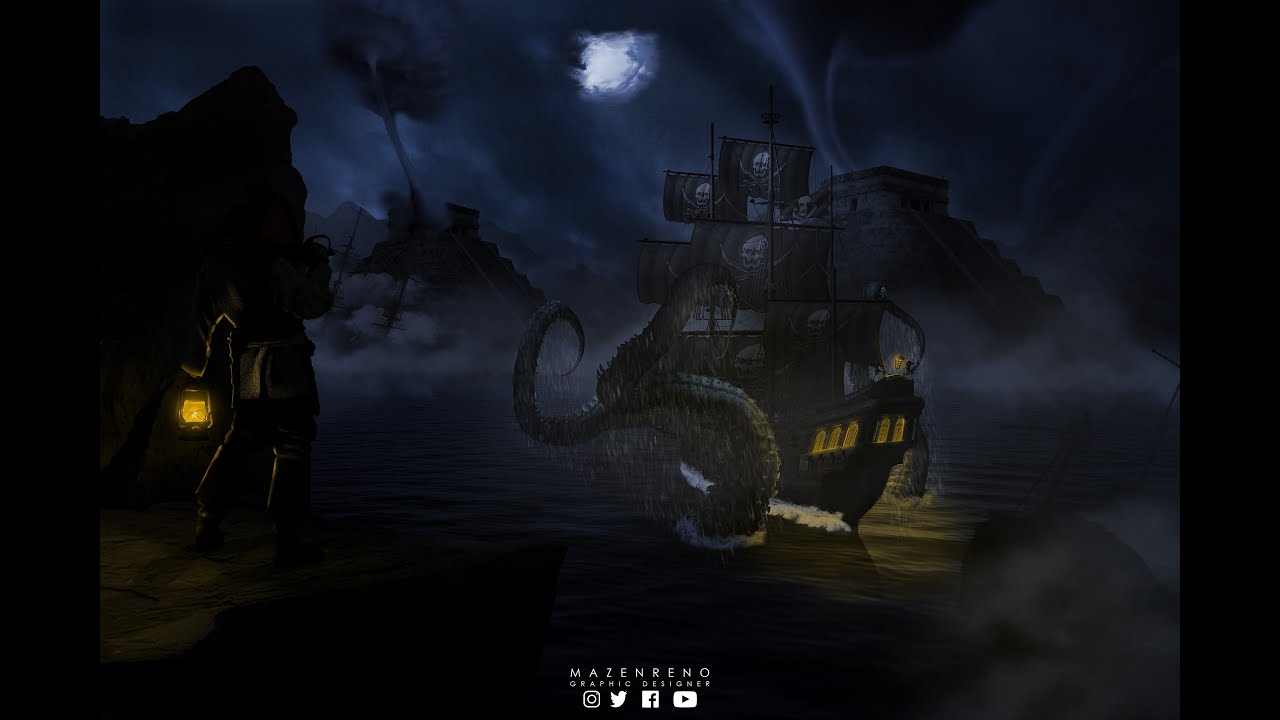 photoshop pirate ship manipulation design - YouTube