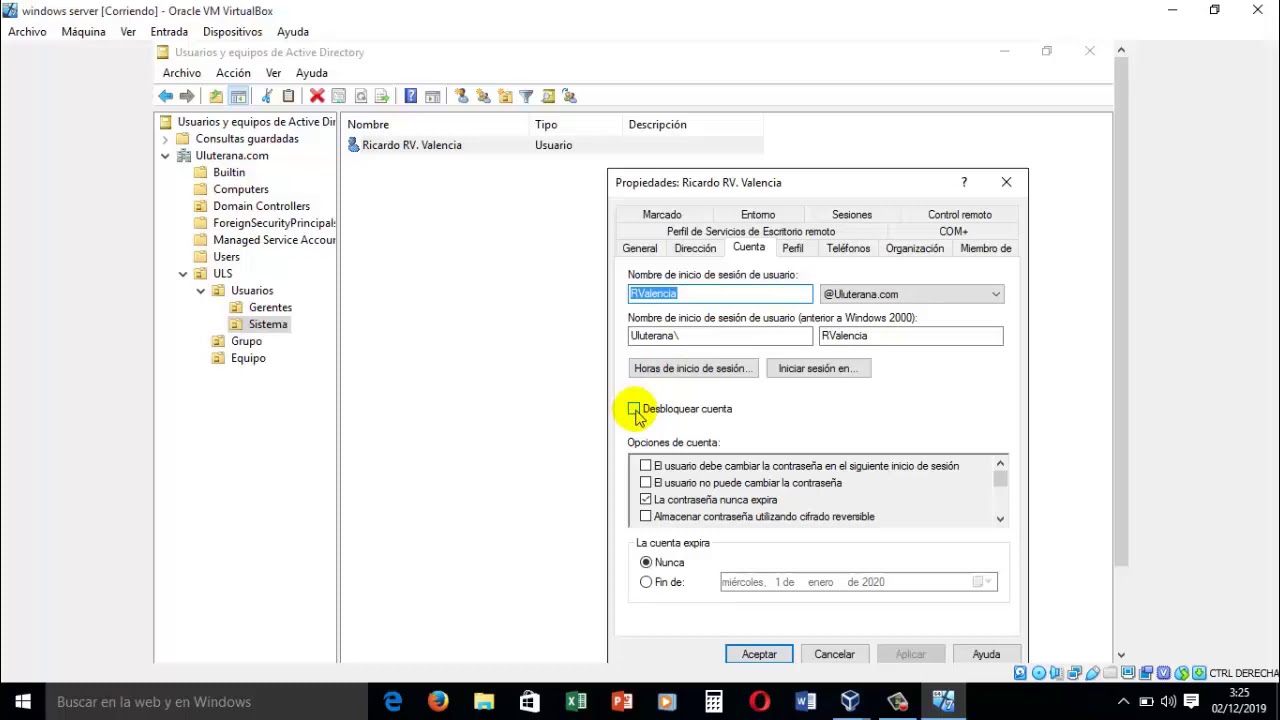 crear usuario y grupo en Windows Server 2012 Active Directory ...