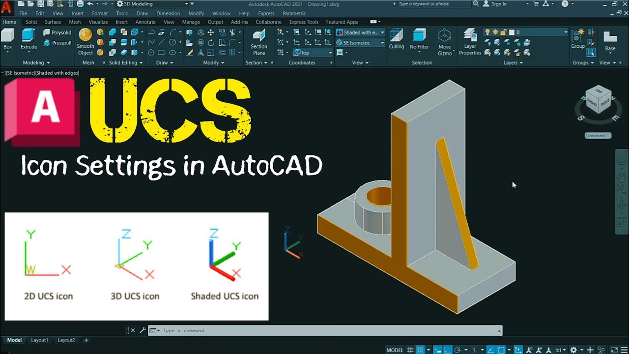 AutoCAD UCS icon Settings ll working with UCS icon in AutoCAD ll Lock ...