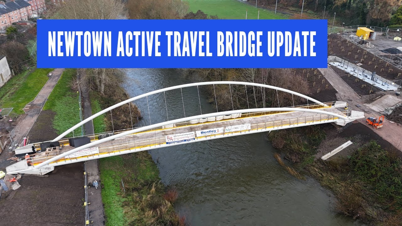 Newtown Powys Active Travel Bridge Update - November 2024 - YouTube
