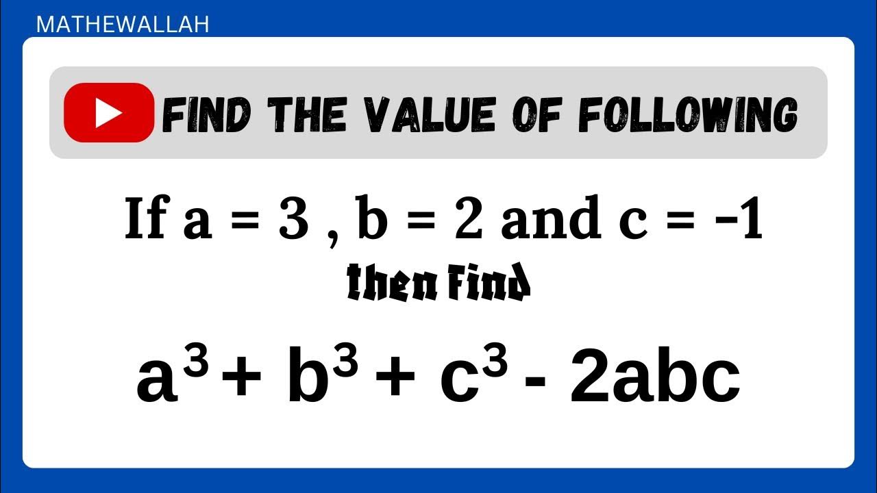 Basic Algebra | Chapter 07 Q: 02 Part 01 | Put The Values Get The Answers | MatheWallah #youtube ...
