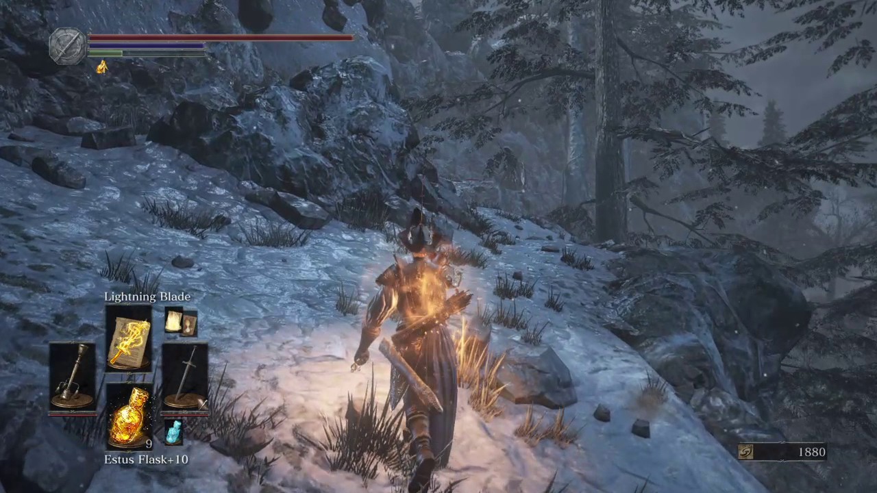 DARK SOULS™ III - Ashes of Ariandel, Snowy Mountain Pass run to second ...