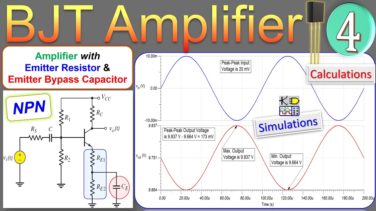 Bjt Common Emitter Amplifier With Emitter Resistor And Bypass Capacitor 💡 Example 4 Youtube