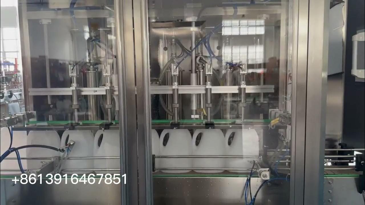 Automatic 1-5L bottle laundry liquid, dishwashing liquid filling machine - YouTube