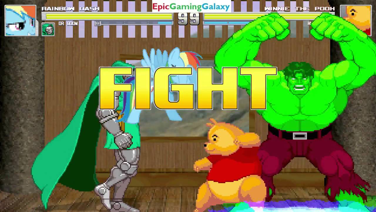 Rainbow Dash And Doctor Doom VS Winnie The Pooh And The Hulk In A MUGEN ...