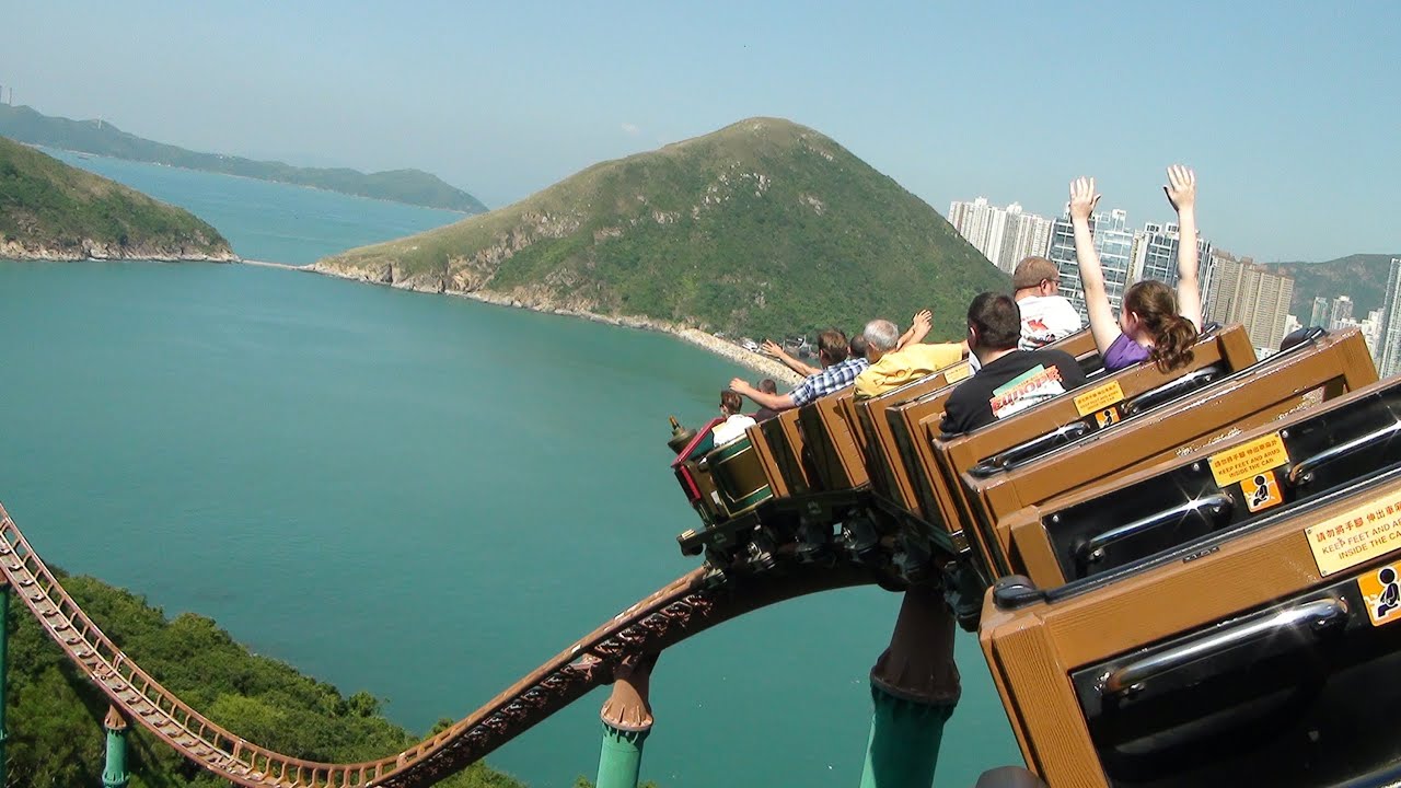 Wild West Mine Train Roller Coaster Back Seat POV Ocean Park Hong Kong ...