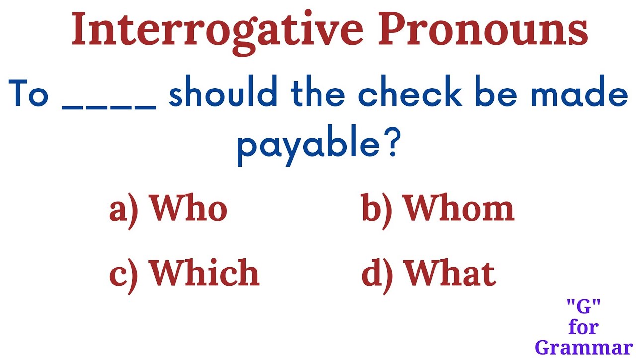 Interrogative Pronouns | Pronouns | Nouns| Basic English grammar ...