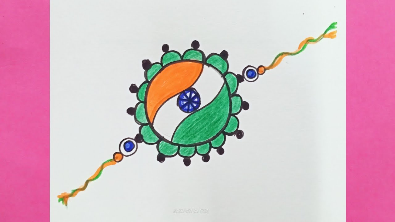 How to Draw RAKHI for kids || Rakhi Bandhan Drawing easy || Rakhi ...
