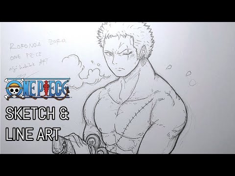 Cara Menggambar Roronoa Zoro (Sketch Line Art) Drawing One Piece - YouTube