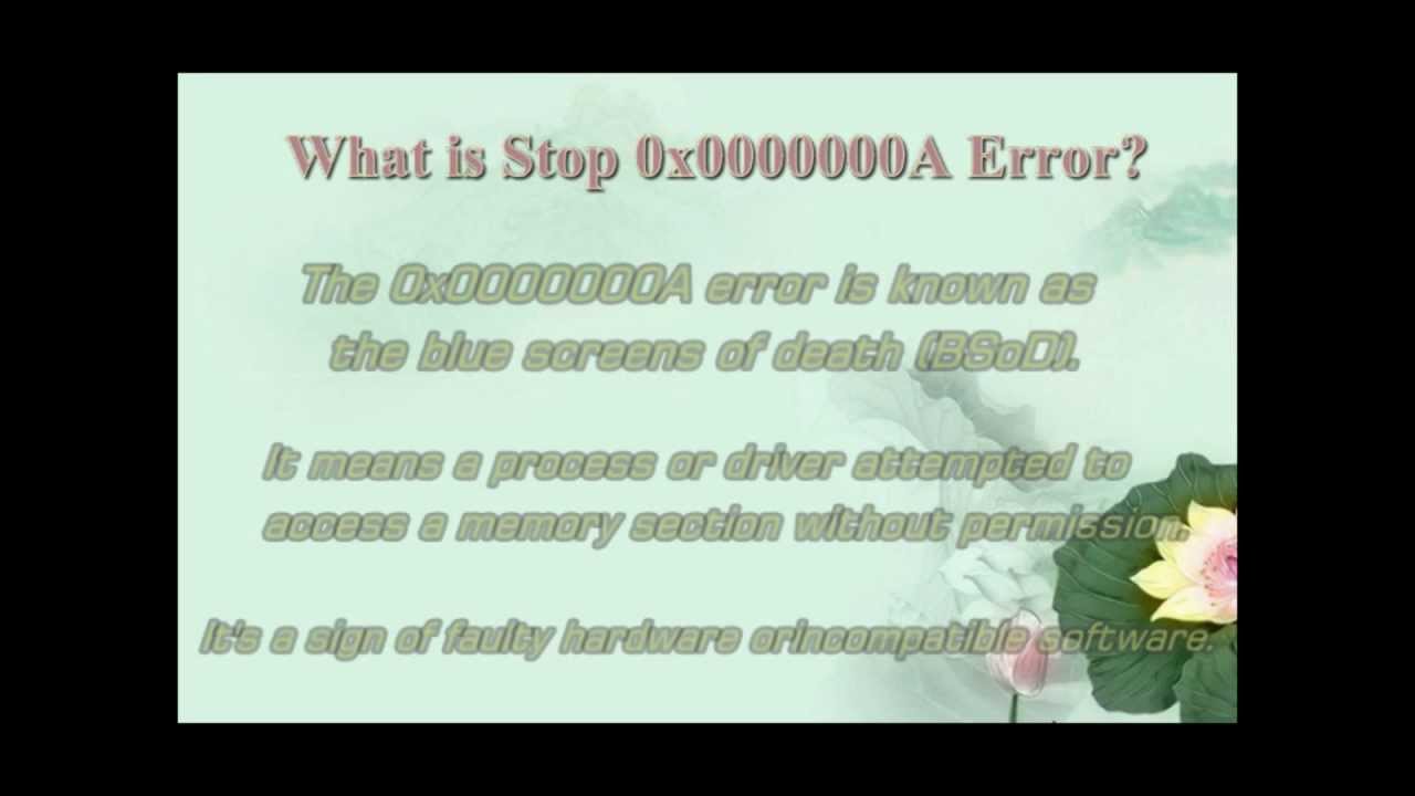 Stop 0x0000000a Error - Blue Screen Stop Error Fix - YouTube