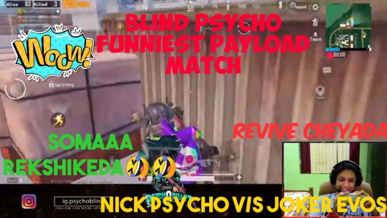 Blind Psycho Funniest Payload Match || Nick & Psycho v/s Joker & Evos ...