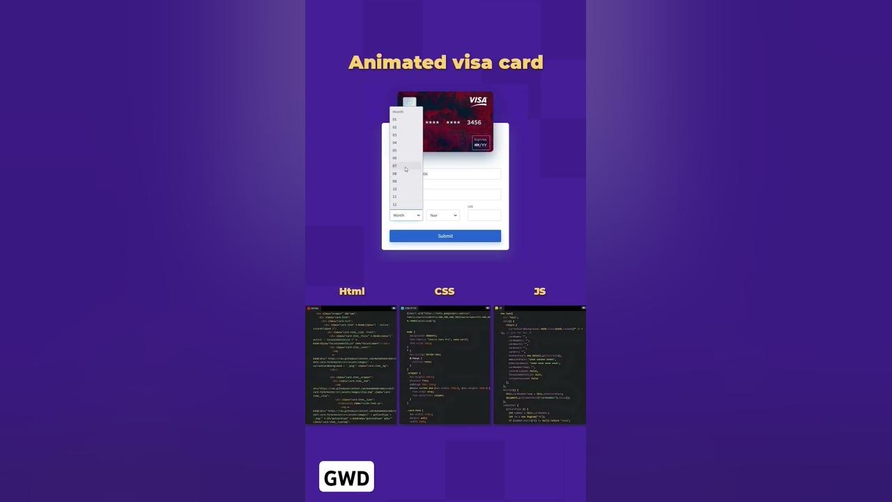 Credit Card Design Css Coding Webproject Webdesign Javascript Htmlcssjavascript